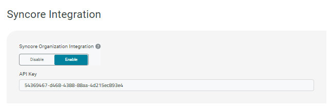 Org Level > Org Settings > Syncore Integration – Commercio Orders Support