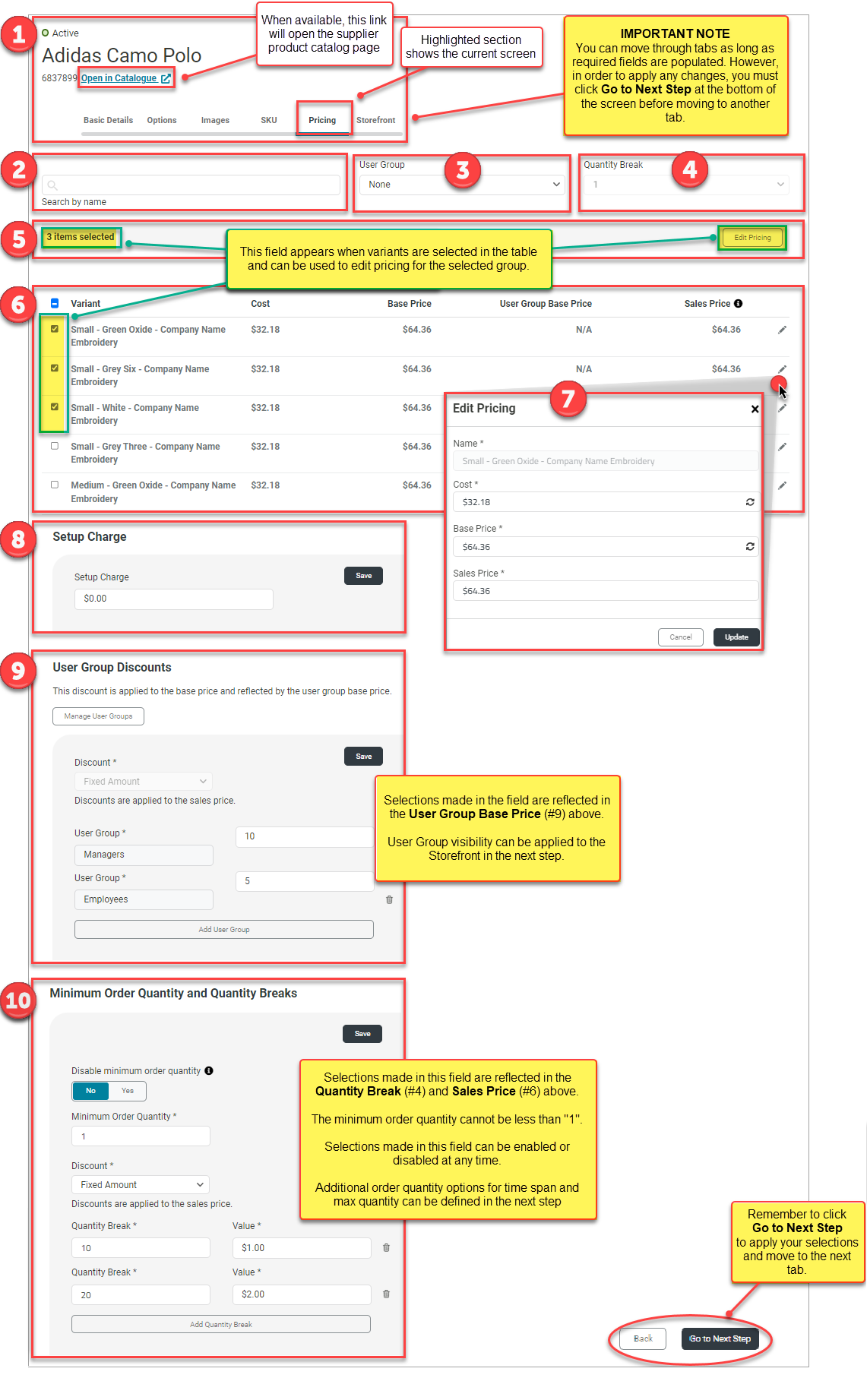 Store Level > Products > Add Product using ASI Search > Pricing Tab ...